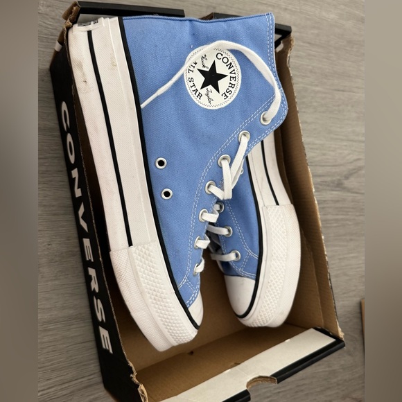 Converse | Shoes | Converse Blue Platform Hightop Sneakers | Poshmark